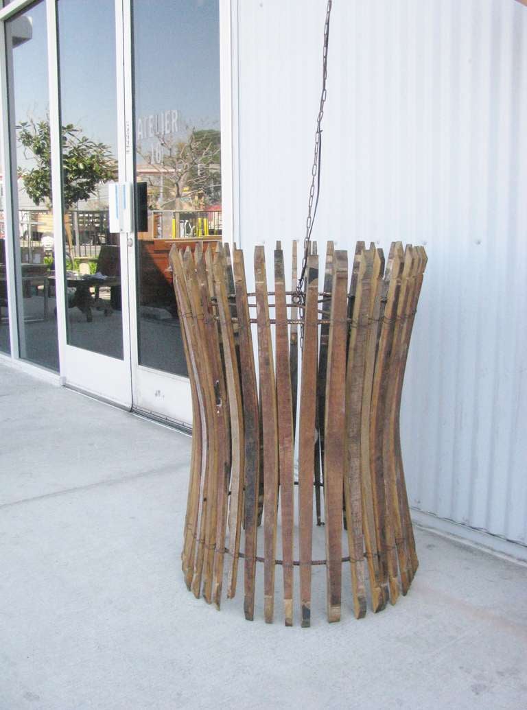 Huge Industrial Style Wood Slat Light Fixture Chandelier For Sale at ...