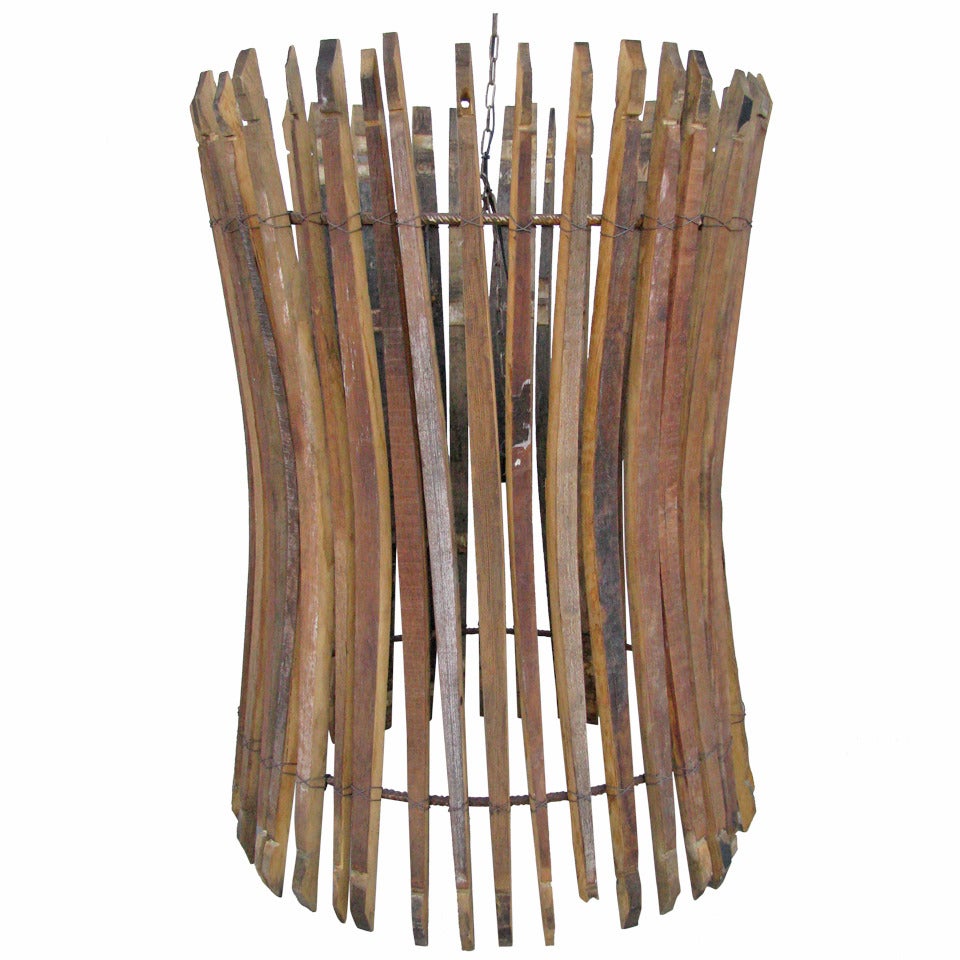 Huge Industrial Style Wood Slat Light Fixture Chandelier For Sale at ...