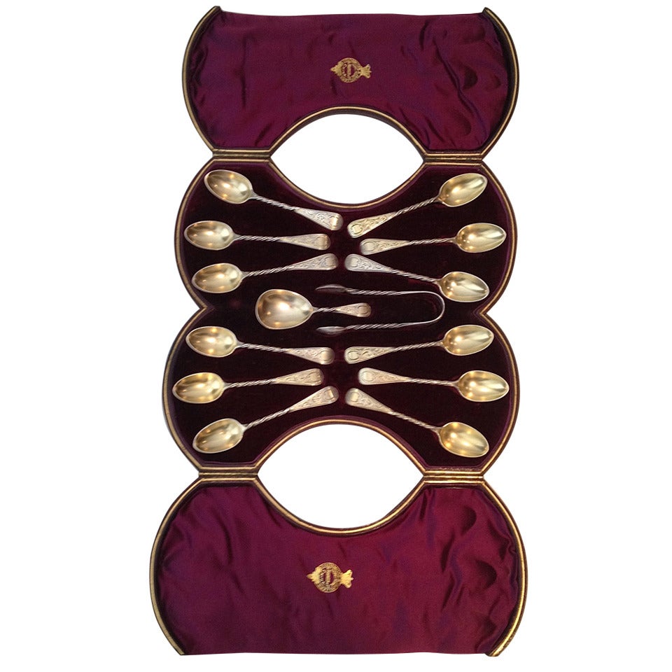 English Sterling Tea Spoons 14 Pieces with Original Box 1867 by Henry ...