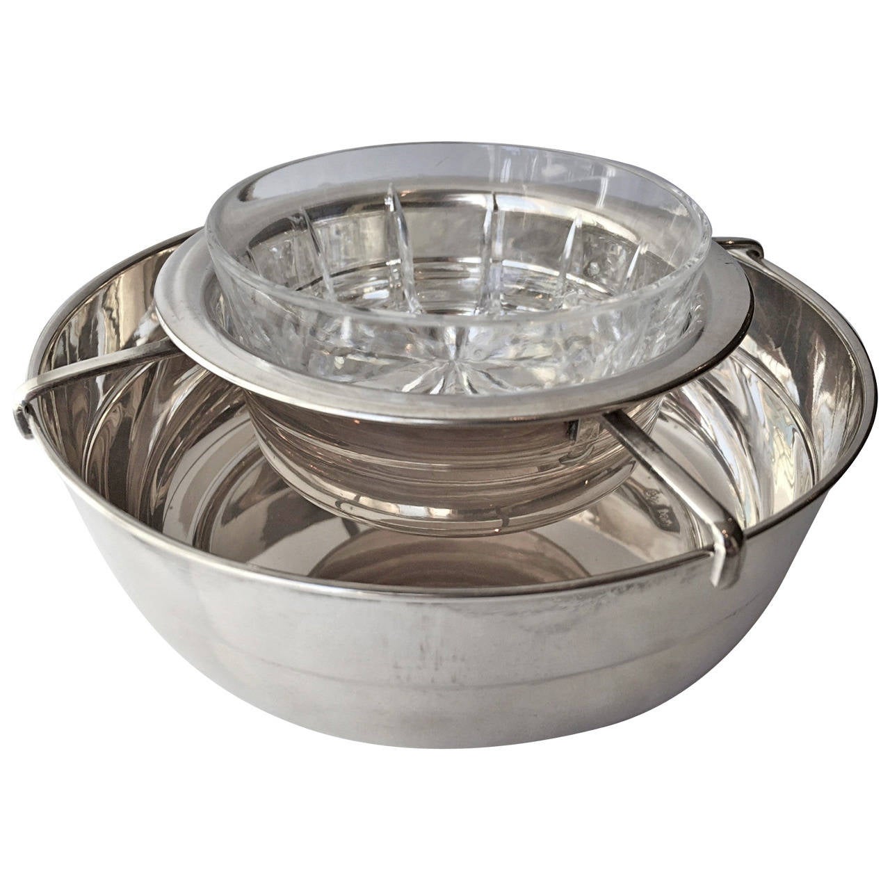 Elegant Italian Fine Silver Caviar Server with Glass Insert, 20th ...