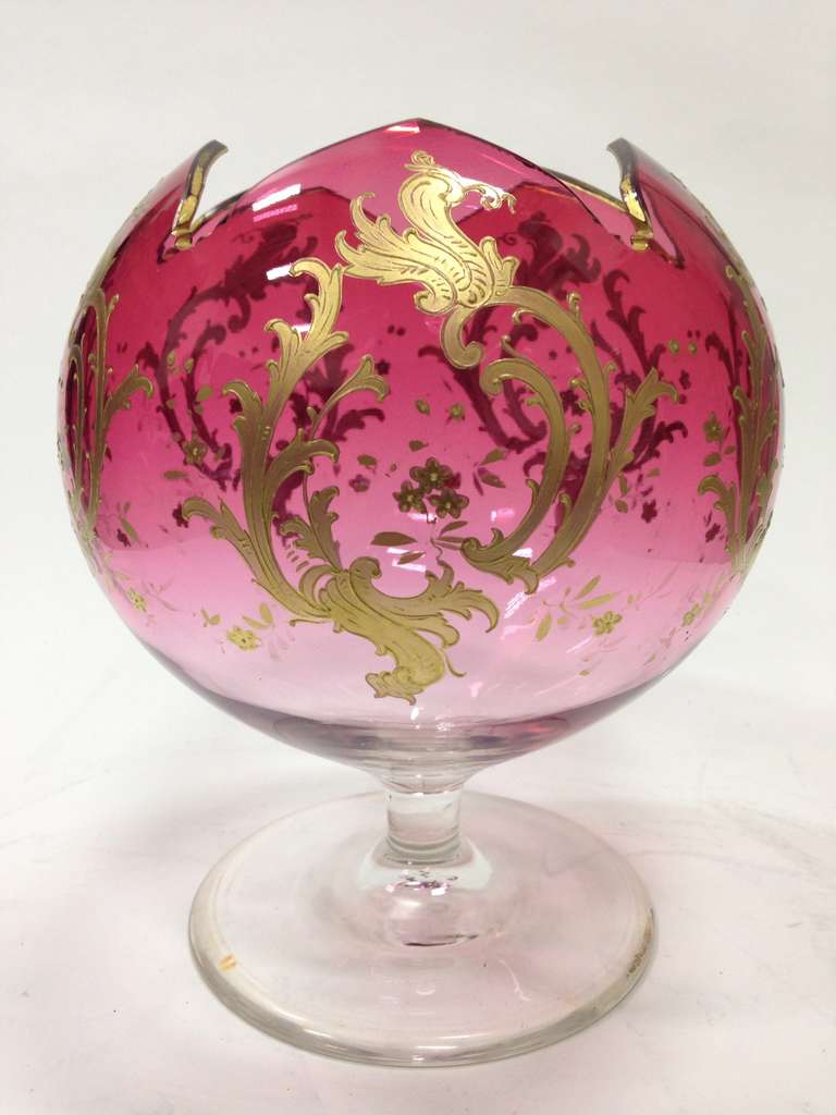 Beautiful Moser Rose Bowl Cranberry to Clear at 1stDibs