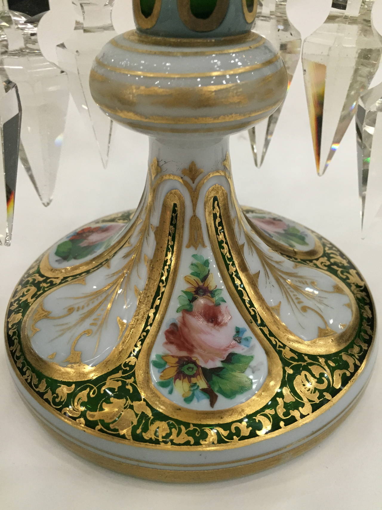 Bohemian Overlay Glass Lusters, Extra Large, 19th Century at 1stDibs