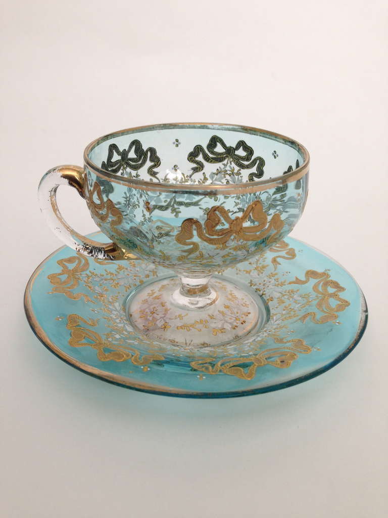 Set of Six Individual Moser Cups and Saucers Gilt and Enameled c.1900 ...