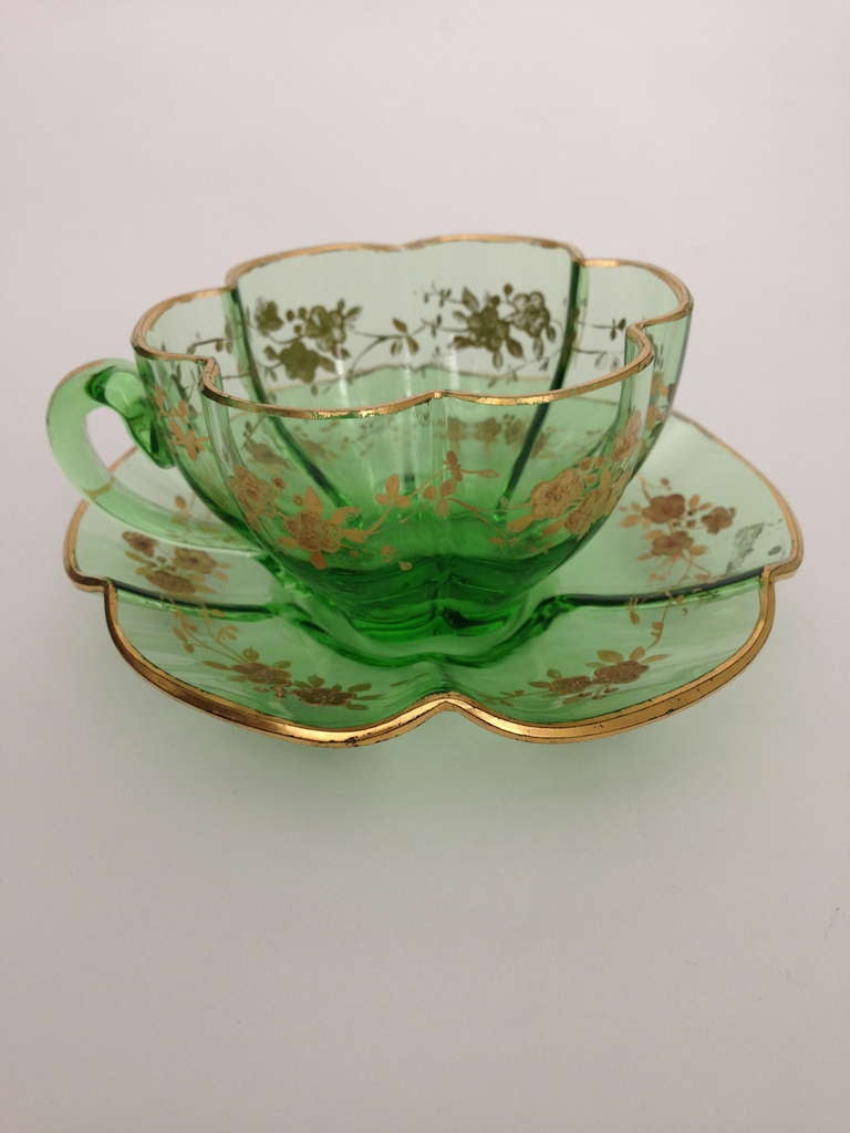 Set of Six Individual Moser Cups and Saucers Gilt and Enameled c.1900 ...