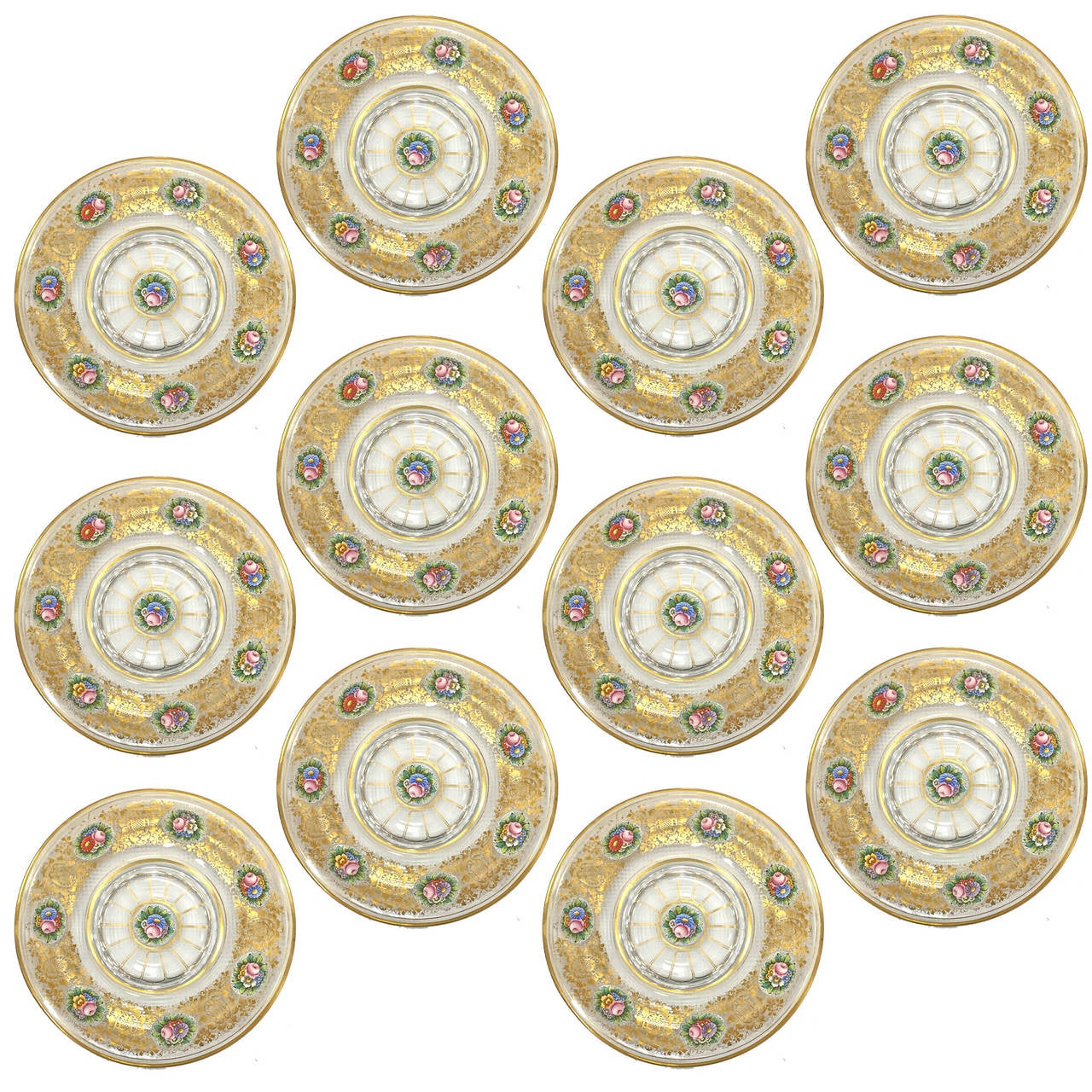 Rare Set of 12 Moser Glass Service Plates, circa 1900 For Sale at 1stDibs