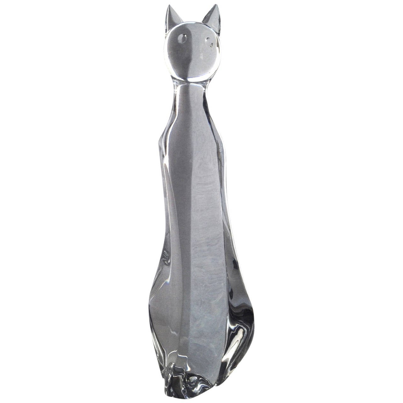 Baccarat Cat Crystal Clear Glass by Robert Rigot c.1980 Twenty One ...