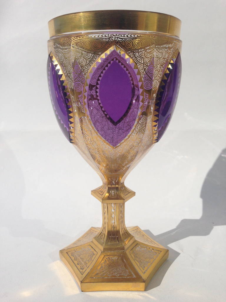Magnificent Set of Antique Moser Goblets with Beautiful Gilding, circa ...