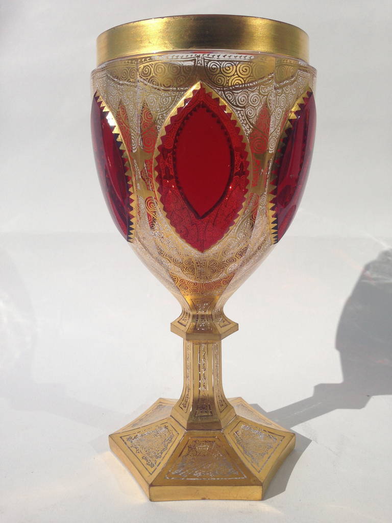 Magnificent Set of Antique Moser Goblets with Beautiful Gilding, circa ...