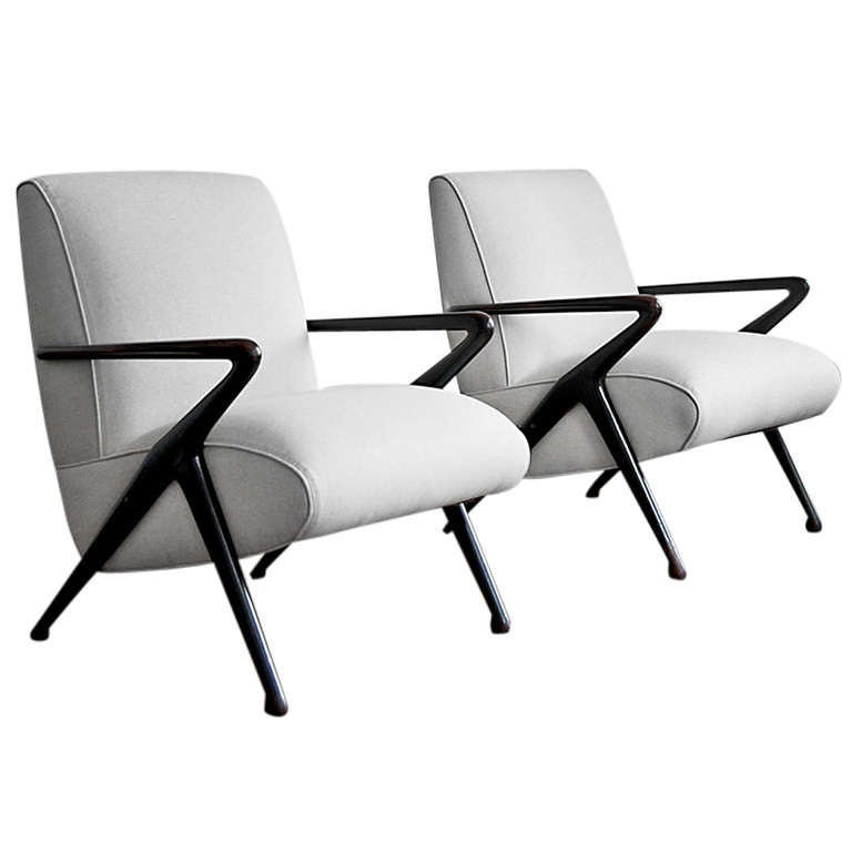 Pair of Italian Lounge Chairs at 1stDibs