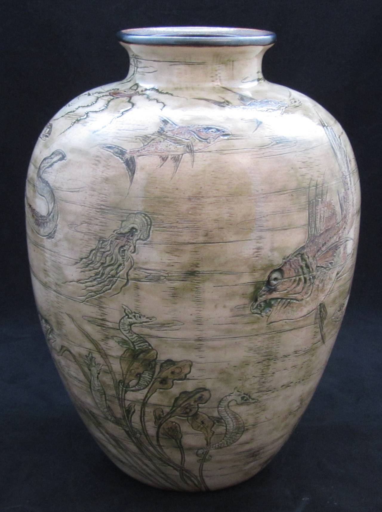 Martin Brothers Vase Decorated with Grotesque Sea Creatures at 1stDibs