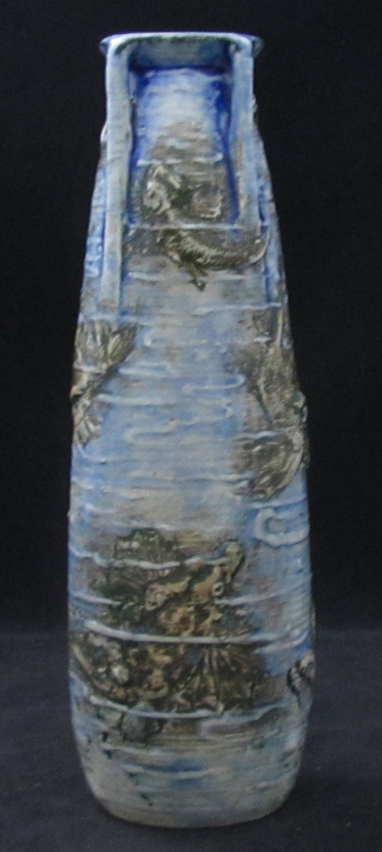 Martin Brothers Handled Vase decorated with Grotesque Fish at 1stDibs