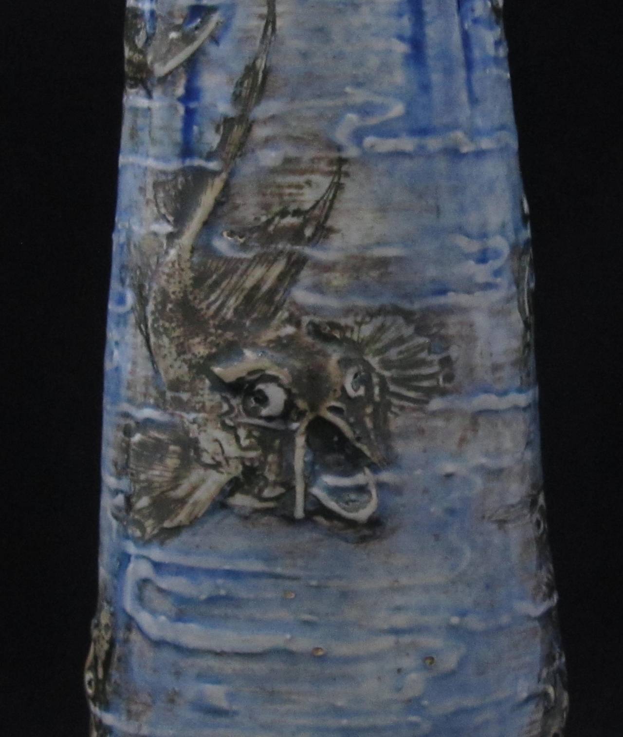 Martin Brothers Handled Vase decorated with Grotesque Fish at 1stDibs