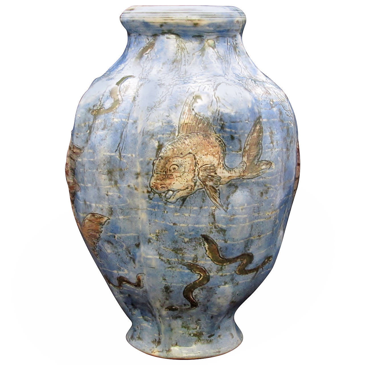 Martin Brothers Gourd Vase Decorated with Grotesque Fish For Sale at ...