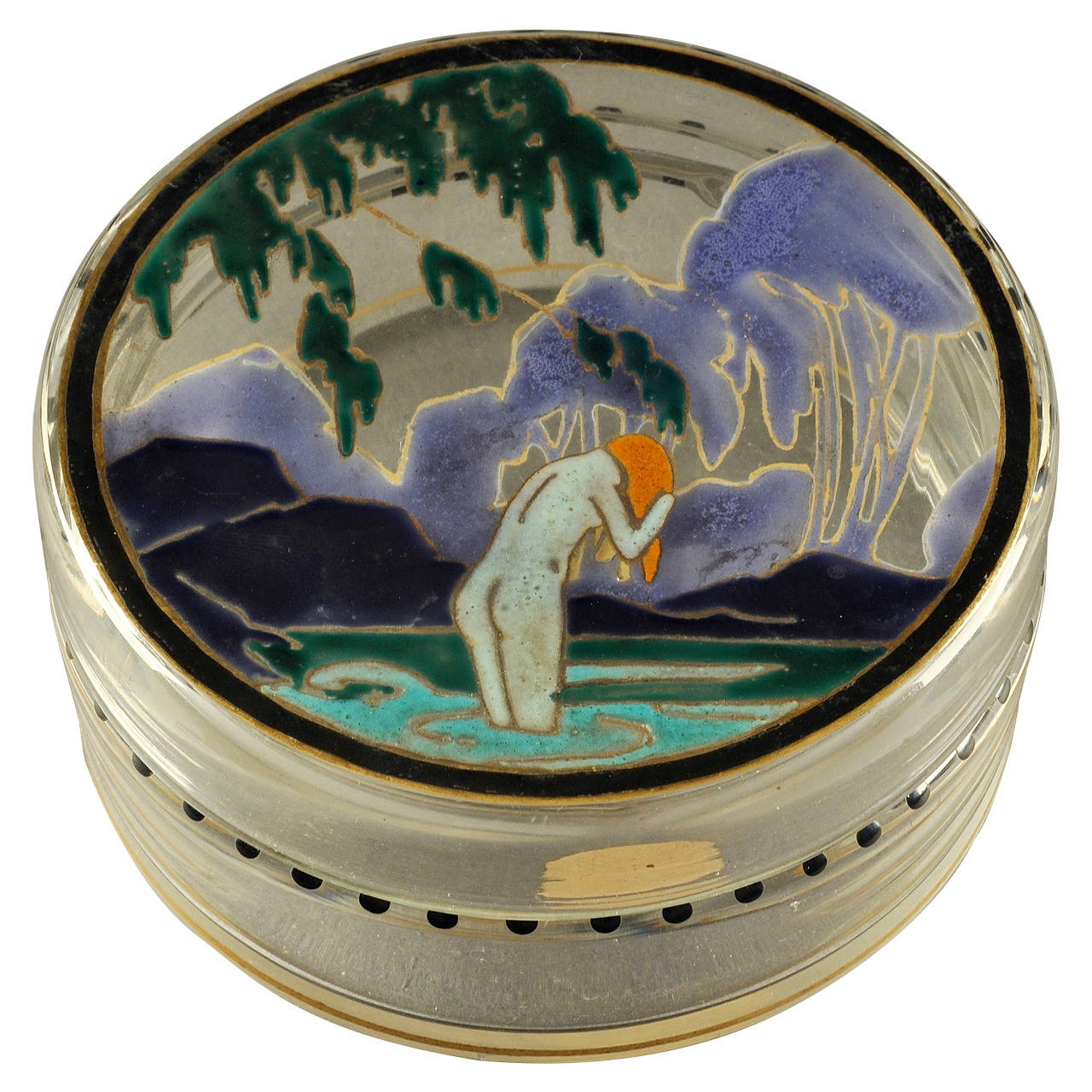 Marcel Goupy Round Signed Enamelled Box at 1stDibs