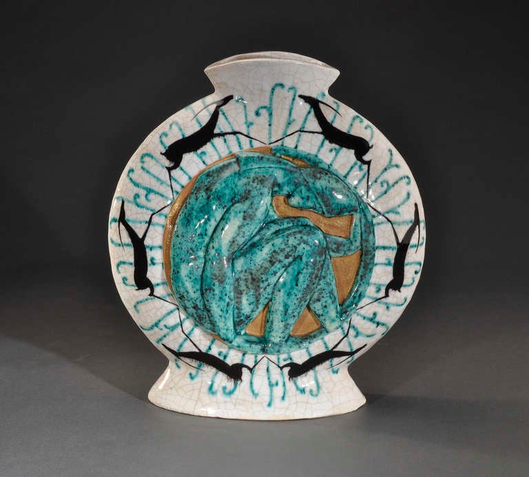 Edouard Cazaux - Exceptional Earthenware Vase Circa 1930 at 1stDibs