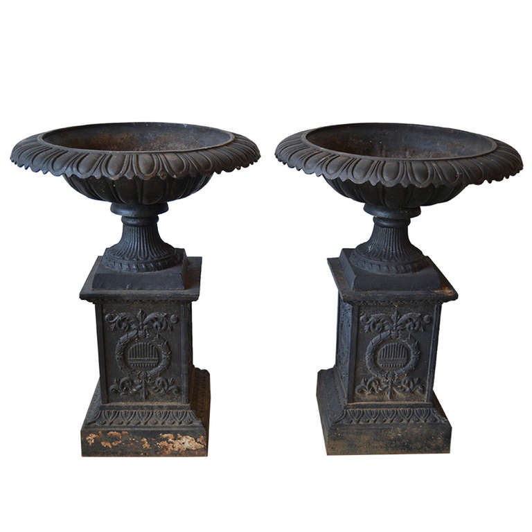 Victorian Style Large Cast Iron Planters at 1stDibs