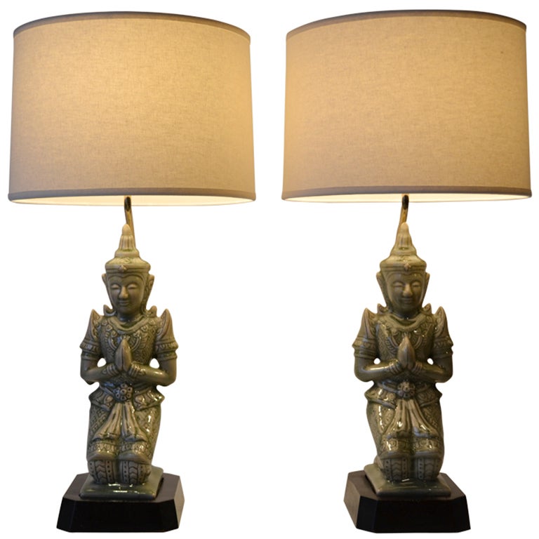 1940's Ceramic Buddha Table Lamps at 1stDibs
