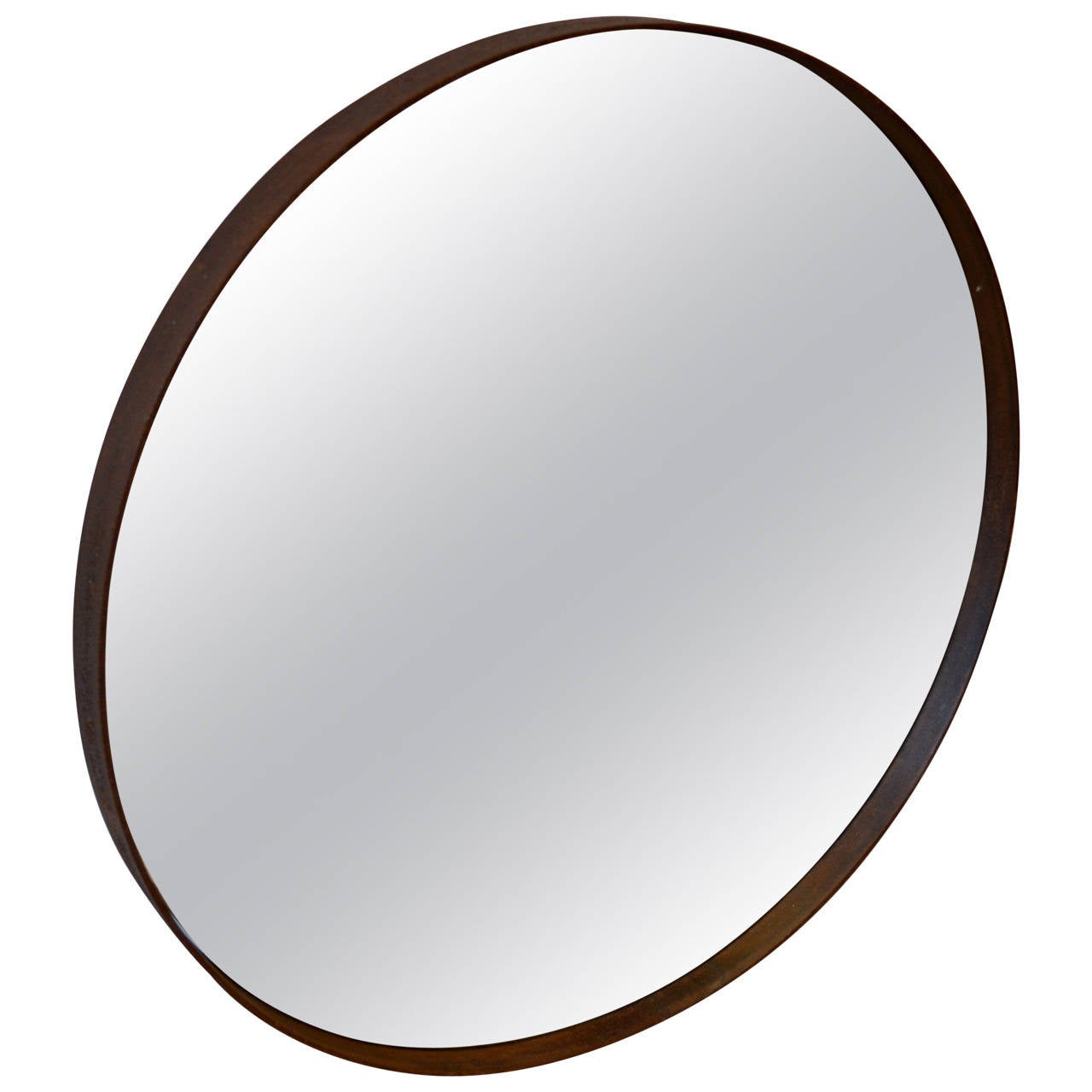 Industrial Round Metal Band Mirror at 1stDibs | industrial round mirror ...