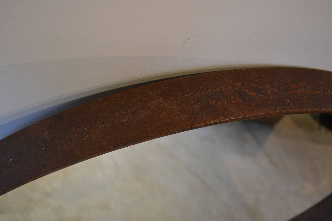 Industrial Round Metal Band Mirror at 1stDibs | large round industrial ...