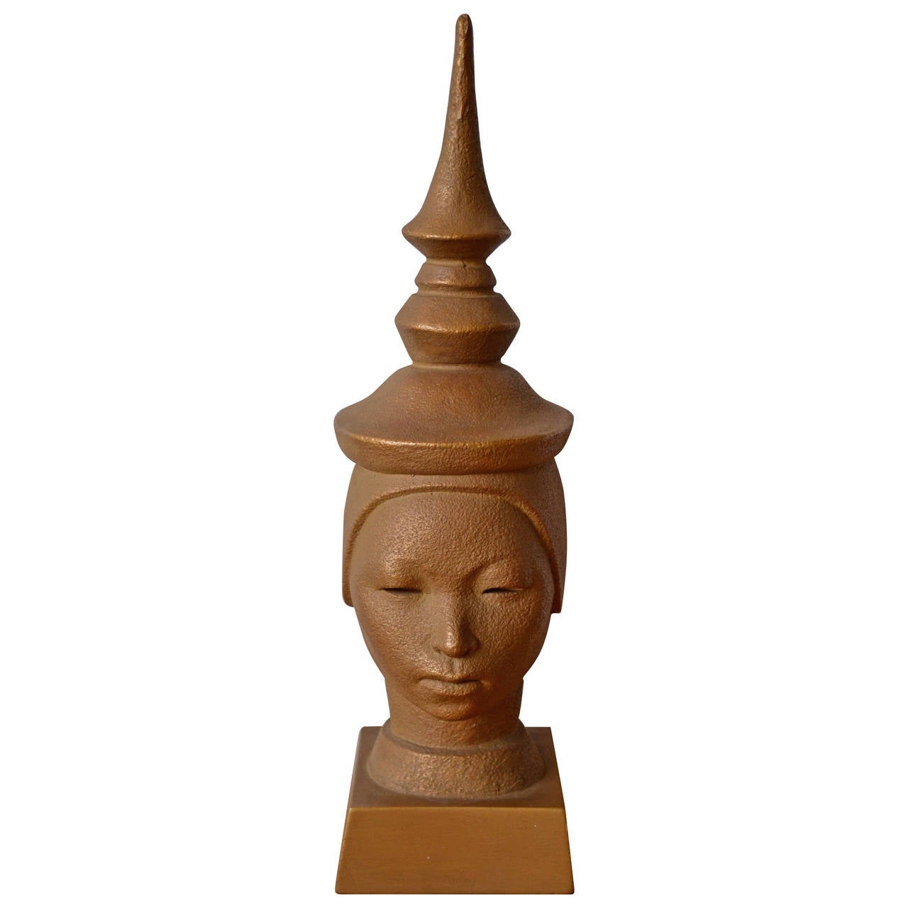 Asian Woman Head Sculpture by Fred Press at 1stDibs