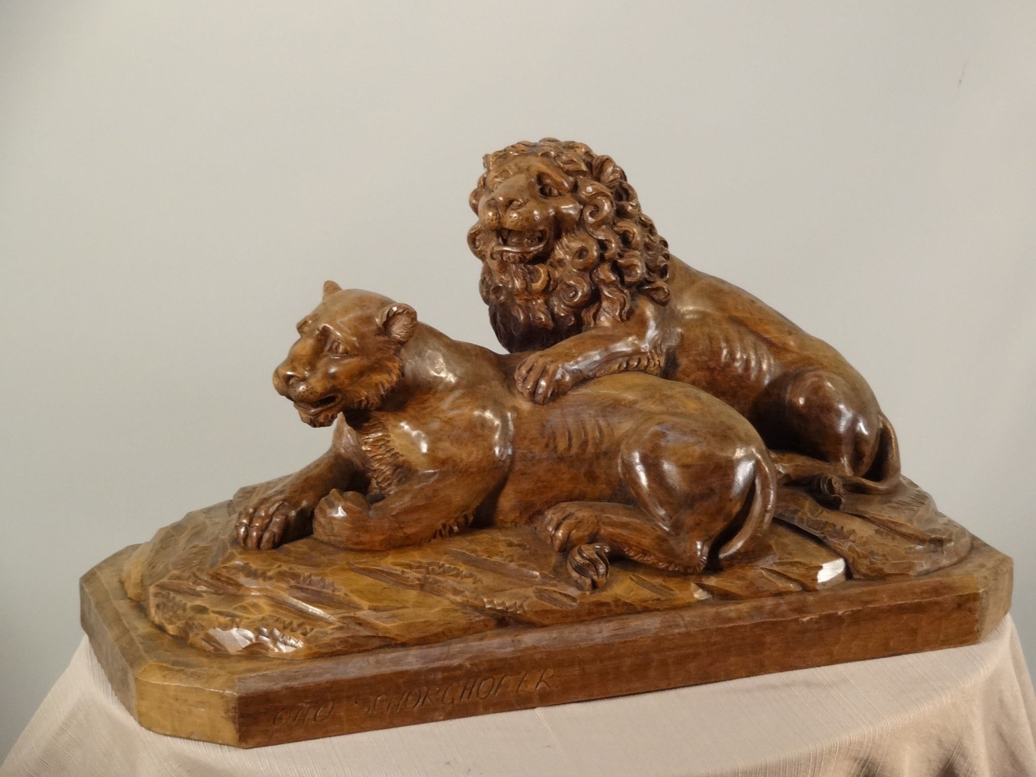 Black Forest Wood Carving of a Lion and Lioness at 1stDibs | lion wood ...