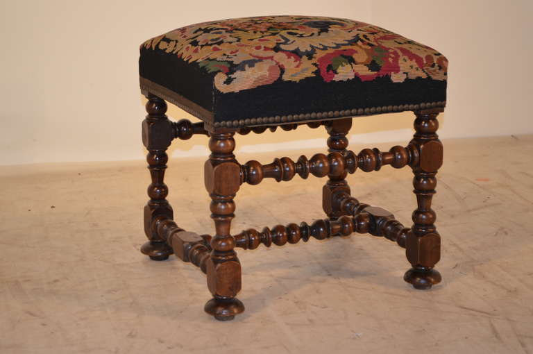 18th Century English Needlepoint Stool at 1stDibs