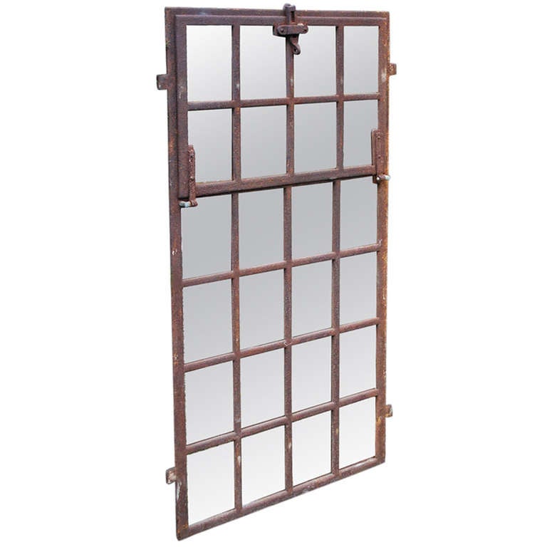19th Century Cast Iron Window Frame as Mirror at 1stDibs