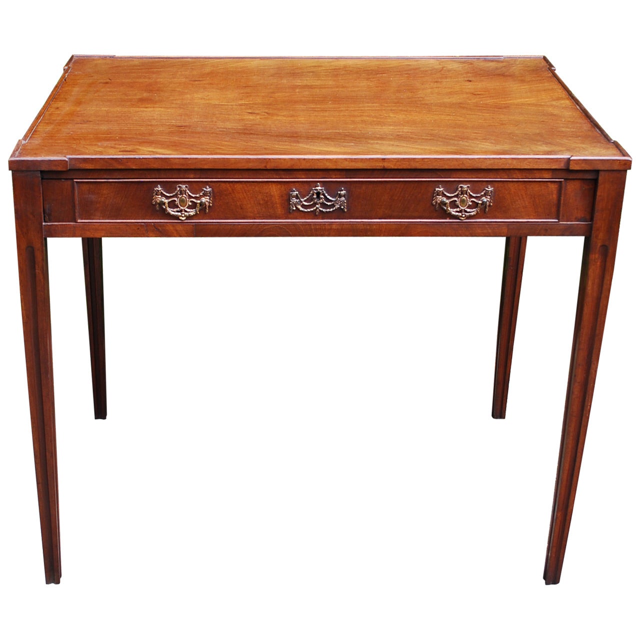 18th Century Mahogany Two-Drawer Side Table with Pierced Wing Brackets ...