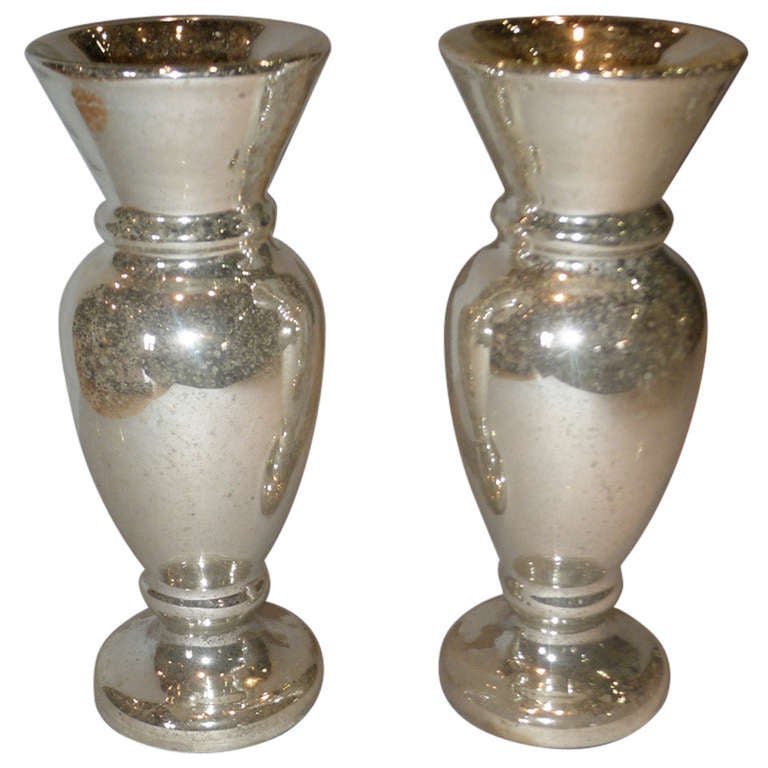 19th C Pair Of Mercury Glass Silvered Glass Vases At 1stdibs