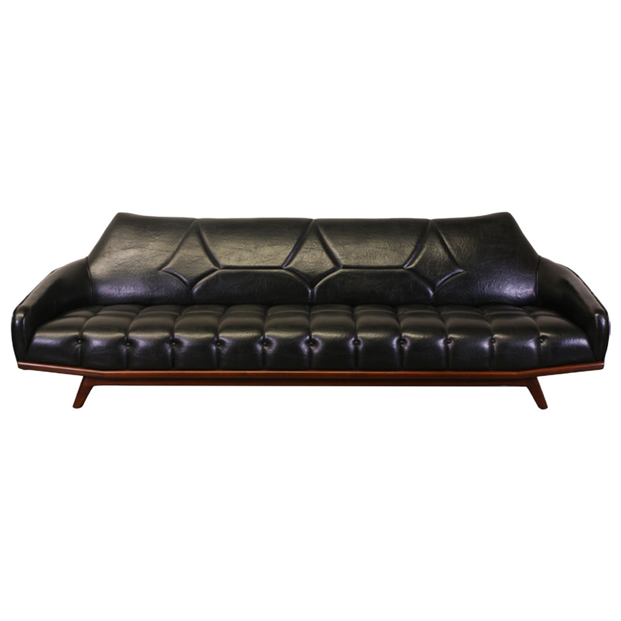 Mid-Century Modern Wingback Tufted Sofa For Sale at 1stDibs