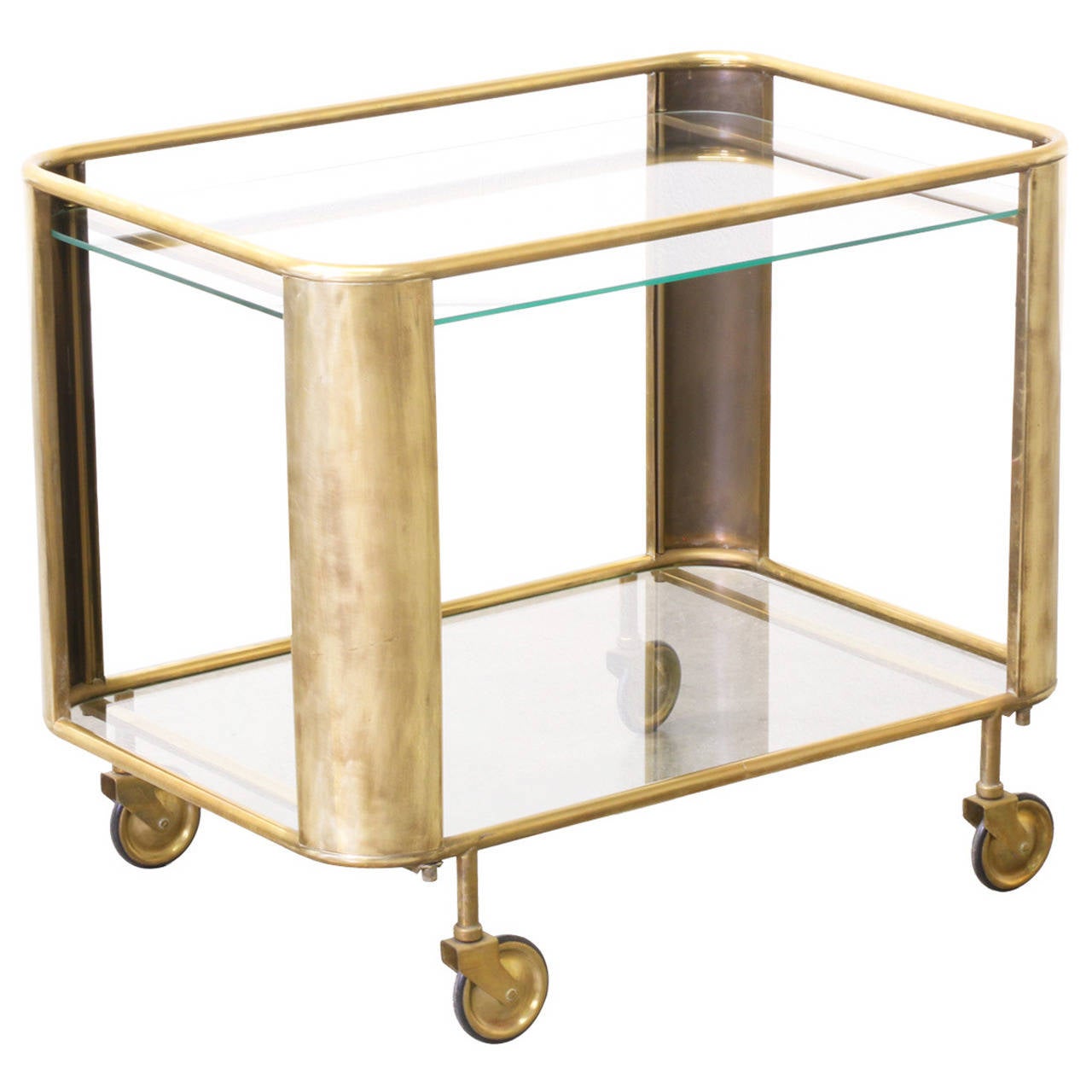 Mid-Century Modern Brass, Two-Tier Serving Cart at 1stDibs