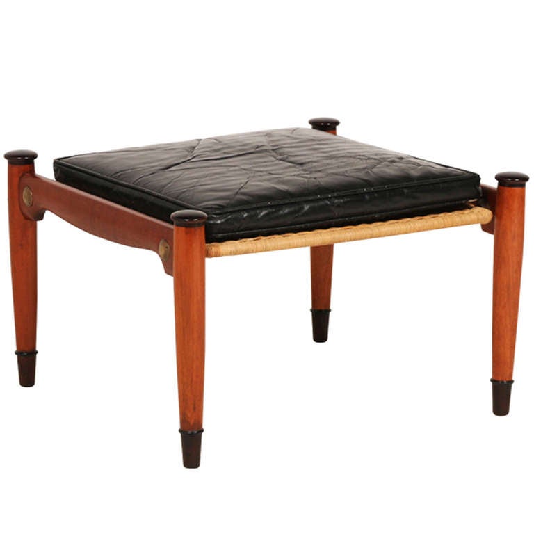 Frank Kyle Leather and Rosewood Mexican Stool at 1stDibs