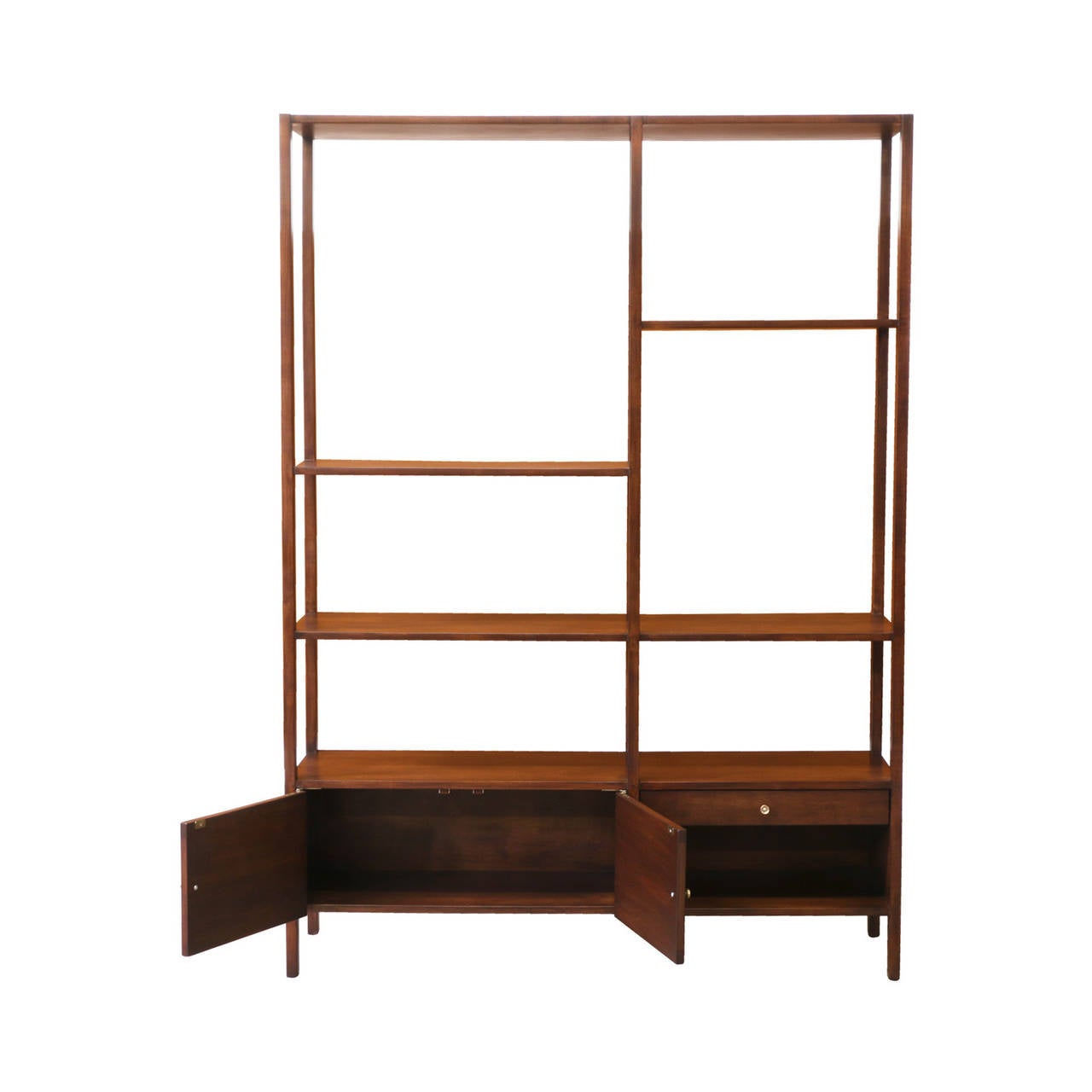 Midcentury Walnut Display Bookshelf Unit at 1stDibs