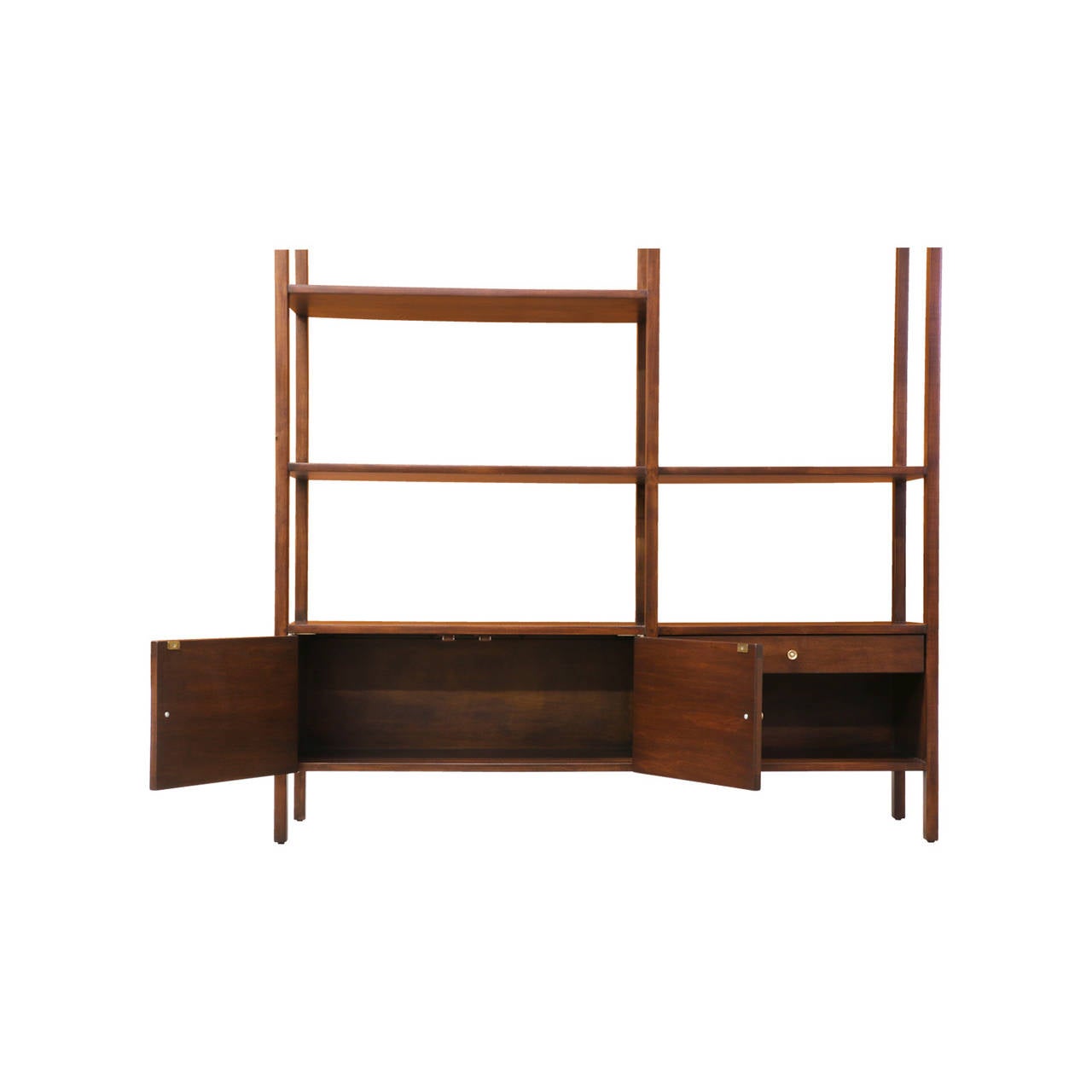 Midcentury Walnut Display Bookshelf Unit at 1stDibs
