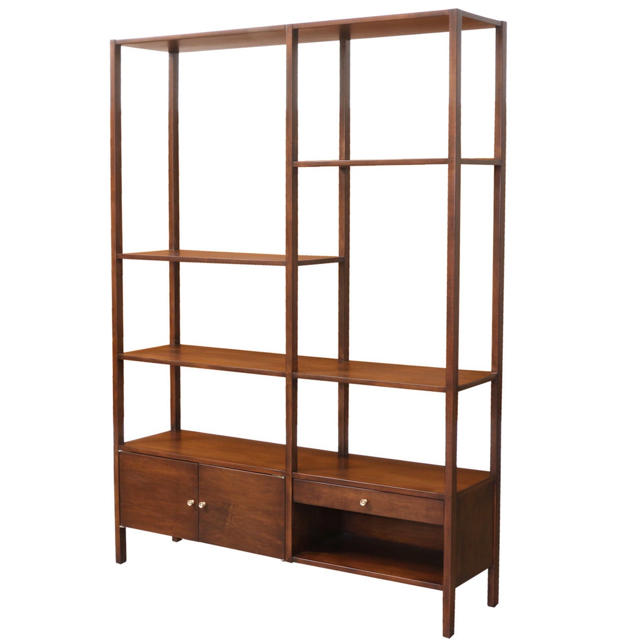 Midcentury Walnut Display Bookshelf Unit at 1stDibs