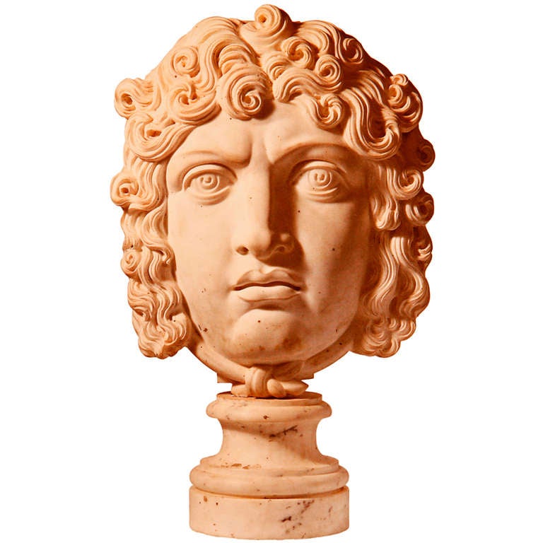 A High Relief White Marble Mask Of Apolo at 1stdibs