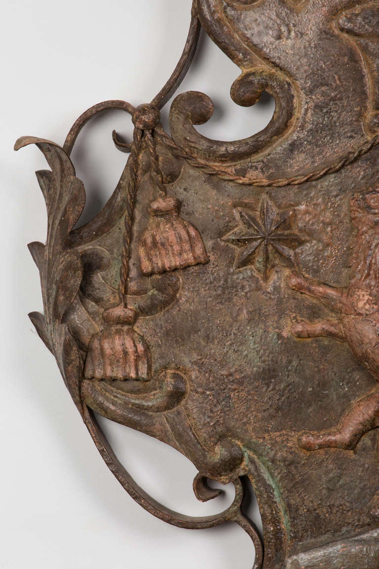 19th Century Hand Wrought Armorial Crest For Sale at 1stDibs