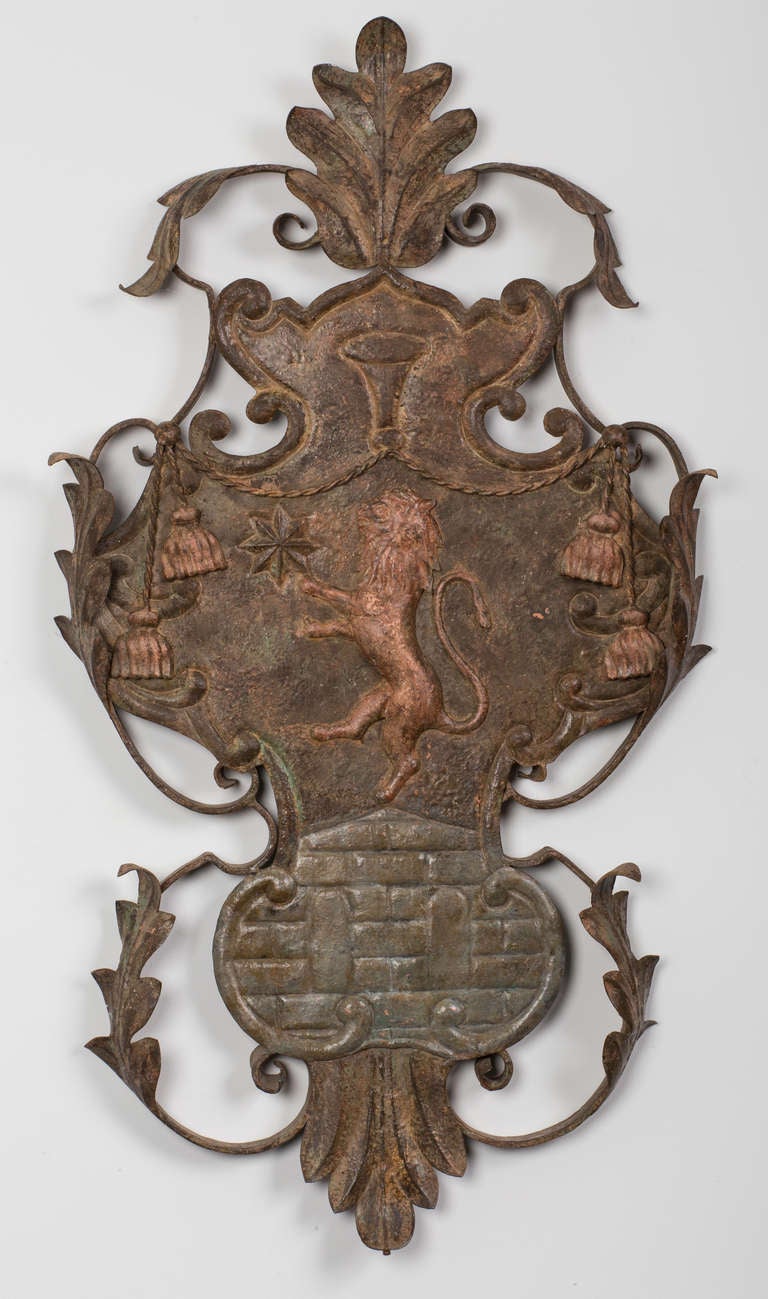 19th Century Hand Wrought Armorial Crest For Sale at 1stDibs