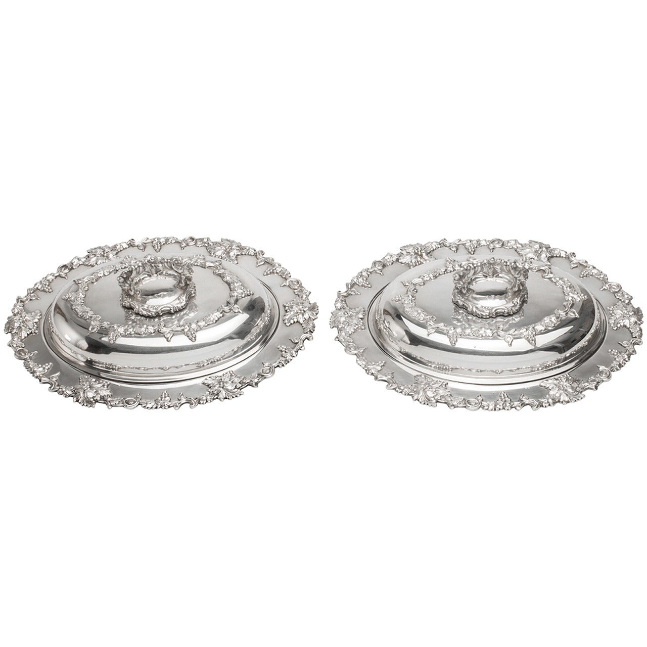 C. 1900s Pair of Silver Plate Covered Servers at 1stDibs