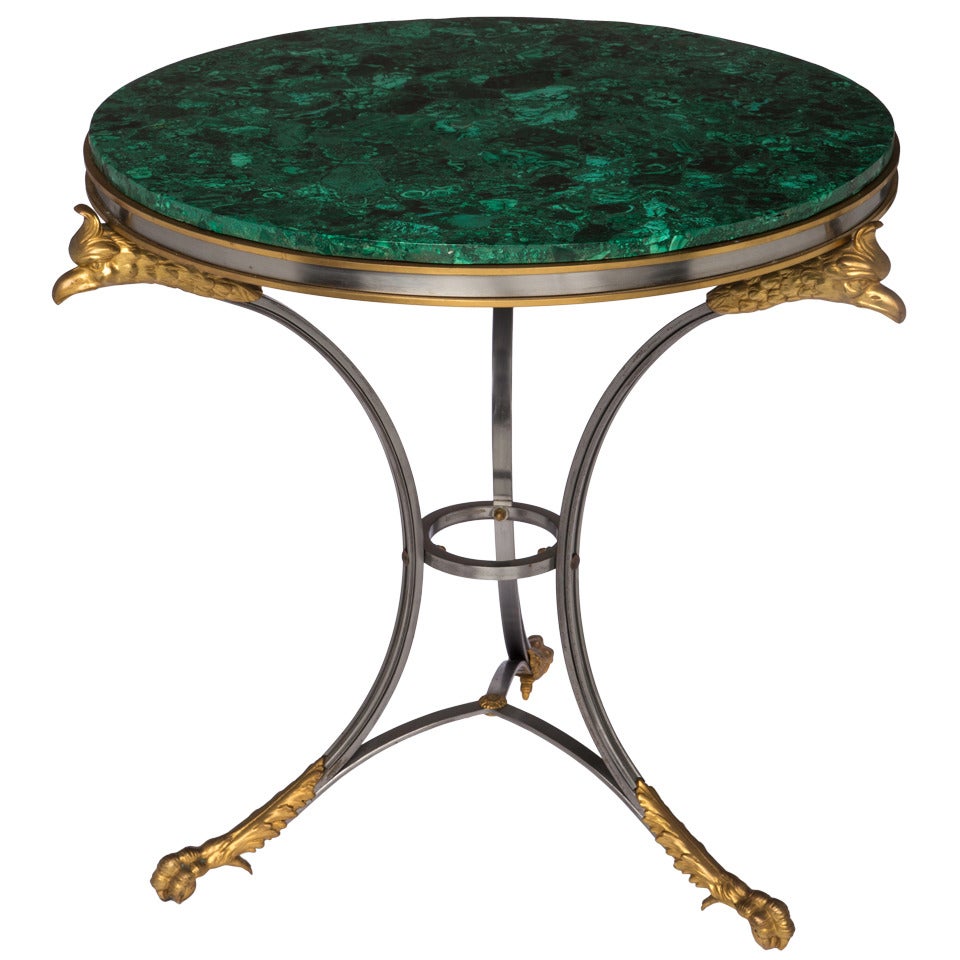 Fabulous Russian Malachite Bronze Dore' and Steel Table at 1stDibs
