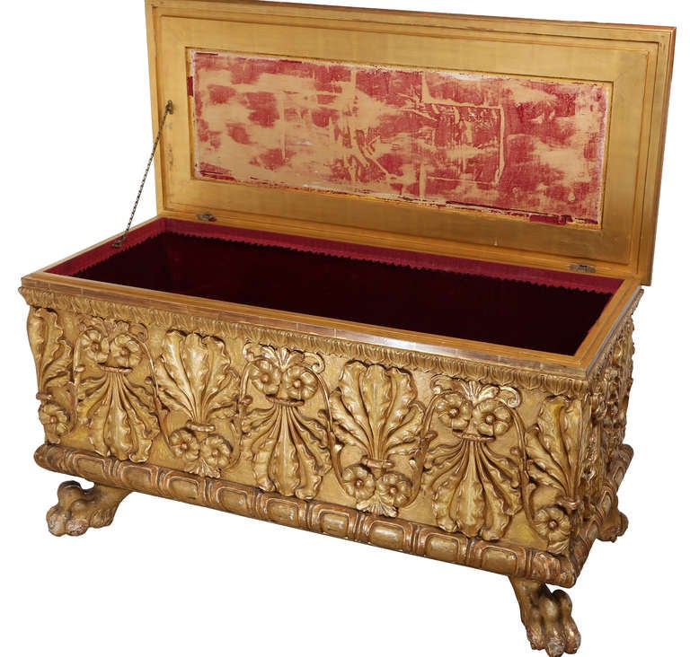 Large French Gilt Coffer Trunk at 1stDibs