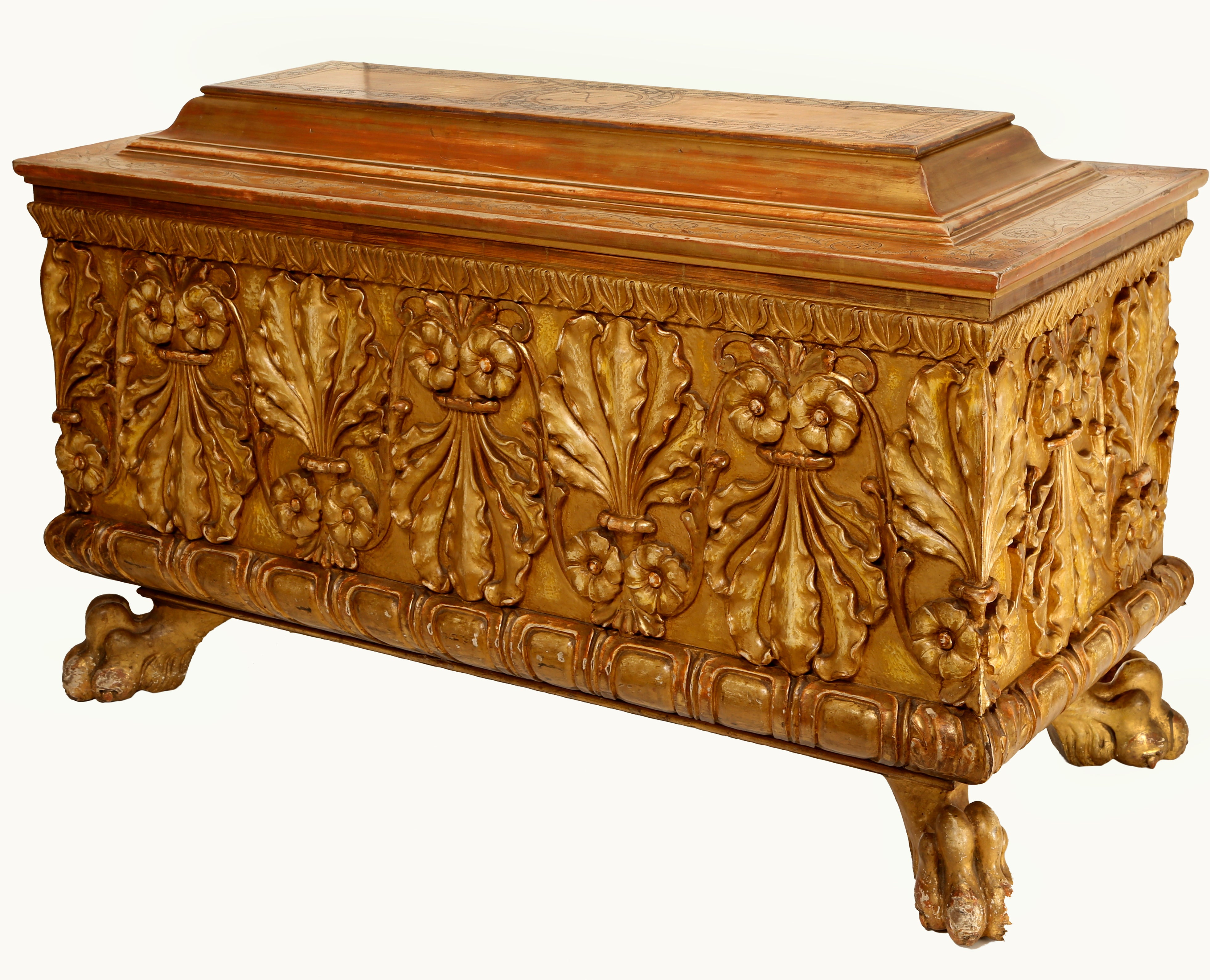 Large French Gilt Coffer Trunk at 1stDibs