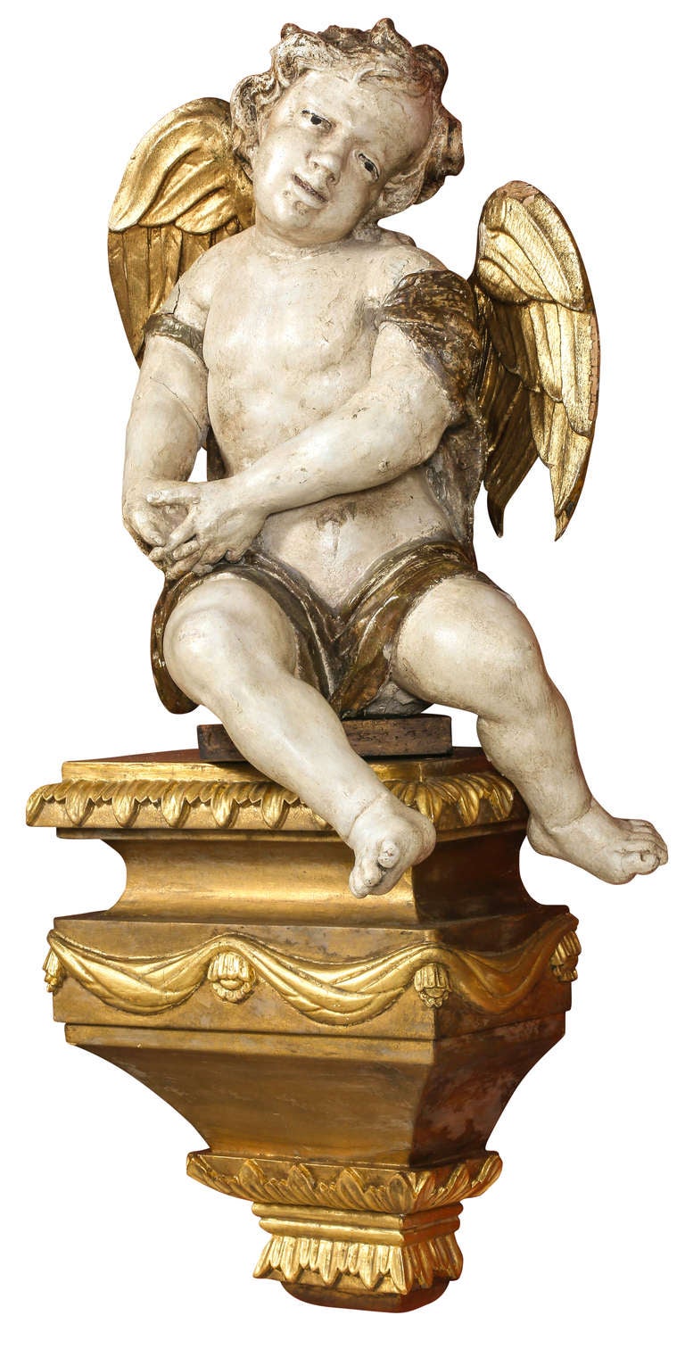 18th C. Wall Mounted Cherubs, Pair at 1stDibs