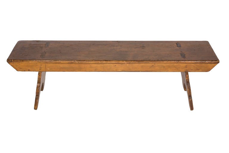 Early 1900s Simple Pine Bench at 1stDibs
