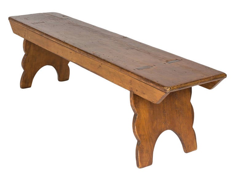 Early 1900s Simple Pine Bench at 1stDibs