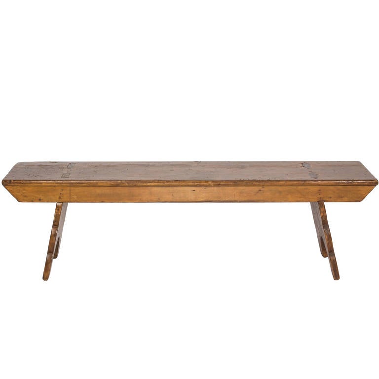 Early 1900s Simple Pine Bench at 1stDibs