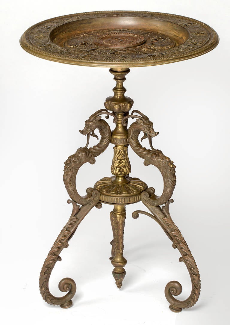 French Bronze Griffin Round Table, circa 1875 at 1stDibs