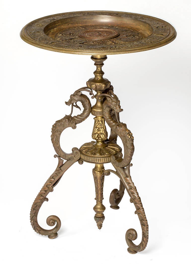 French Bronze Griffin Round Table, circa 1875 at 1stDibs