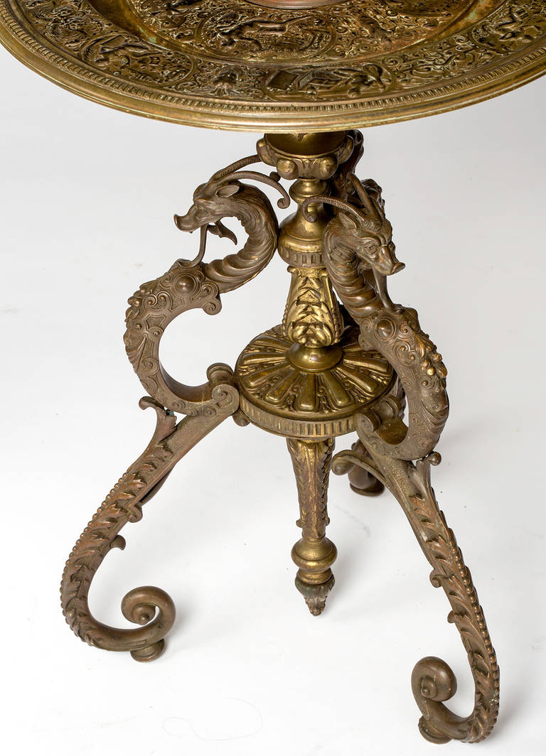 French Bronze Griffin Round Table, circa 1875 at 1stDibs