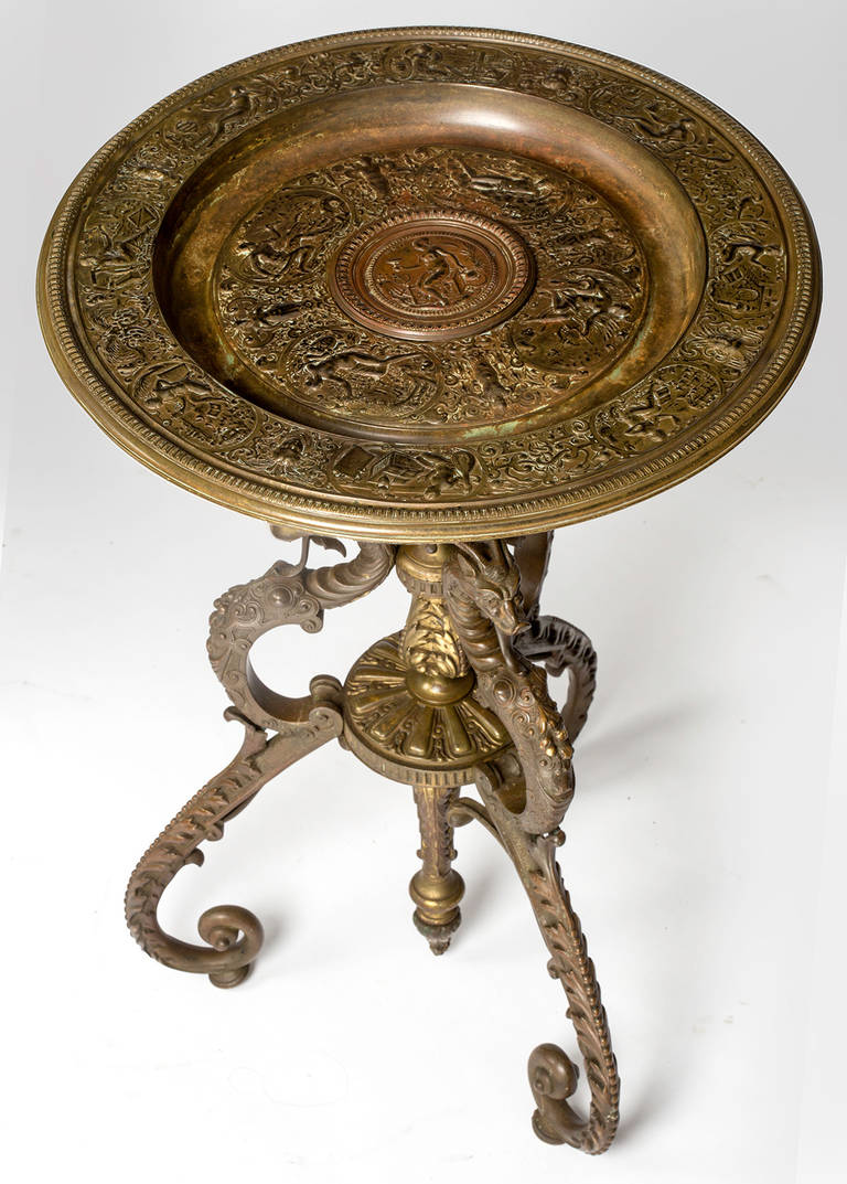 French Bronze Griffin Round Table, circa 1875 at 1stDibs